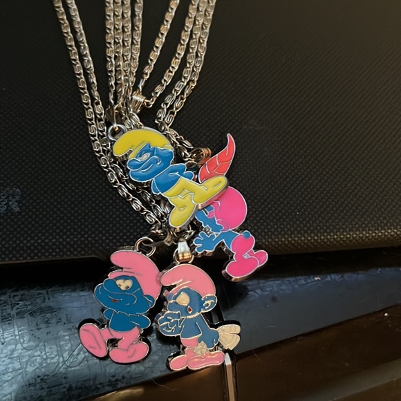 Vintage | Jewelry | New Vintage 98s90s Era Silver Neon Smurfs Cartoon ...